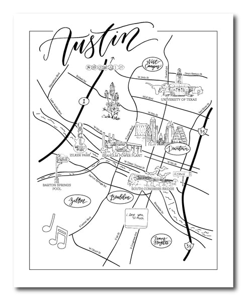 Austin Urban Illustrated Map – Worthwrite Goods